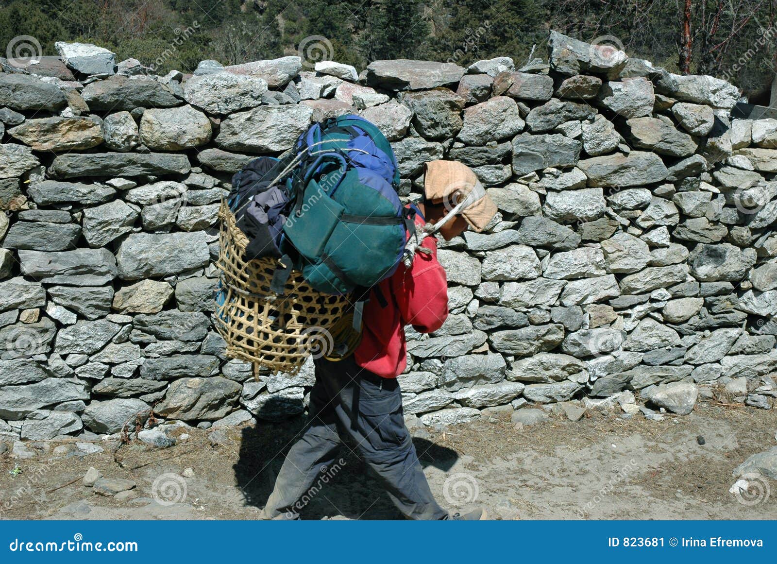 Boy-porter in Nepal stock image. Image of extreme, trekking - 823681