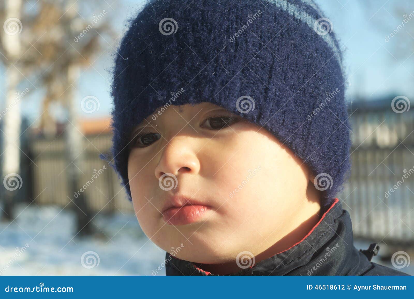 Boy portrait in winter stock photo. Image of dressed - 46518612