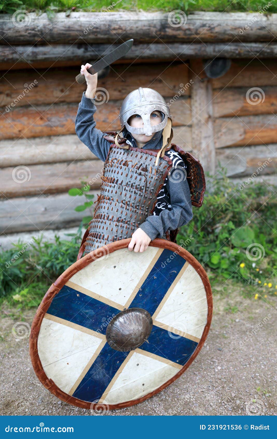 Boy posing in Viking Armor stock photo. Image of medieval - 231921536