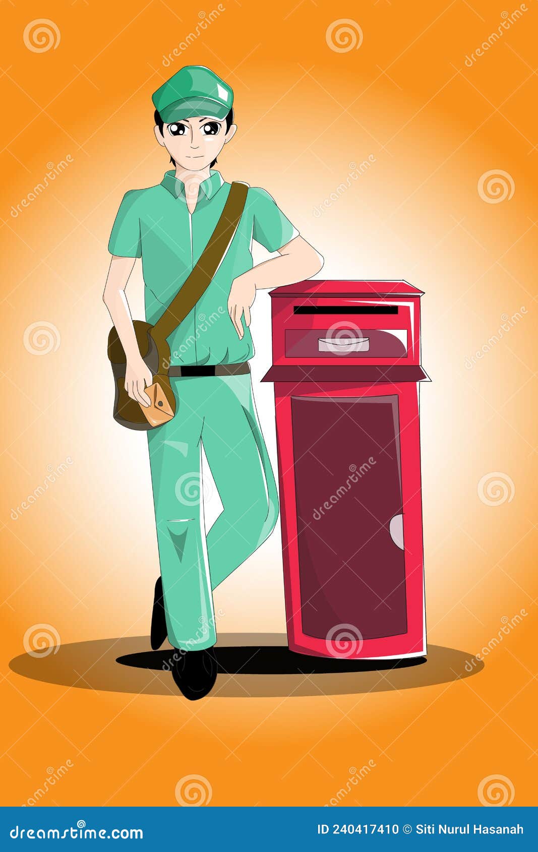 Boy with Post Box Character Design Illustration Stock Vector ...