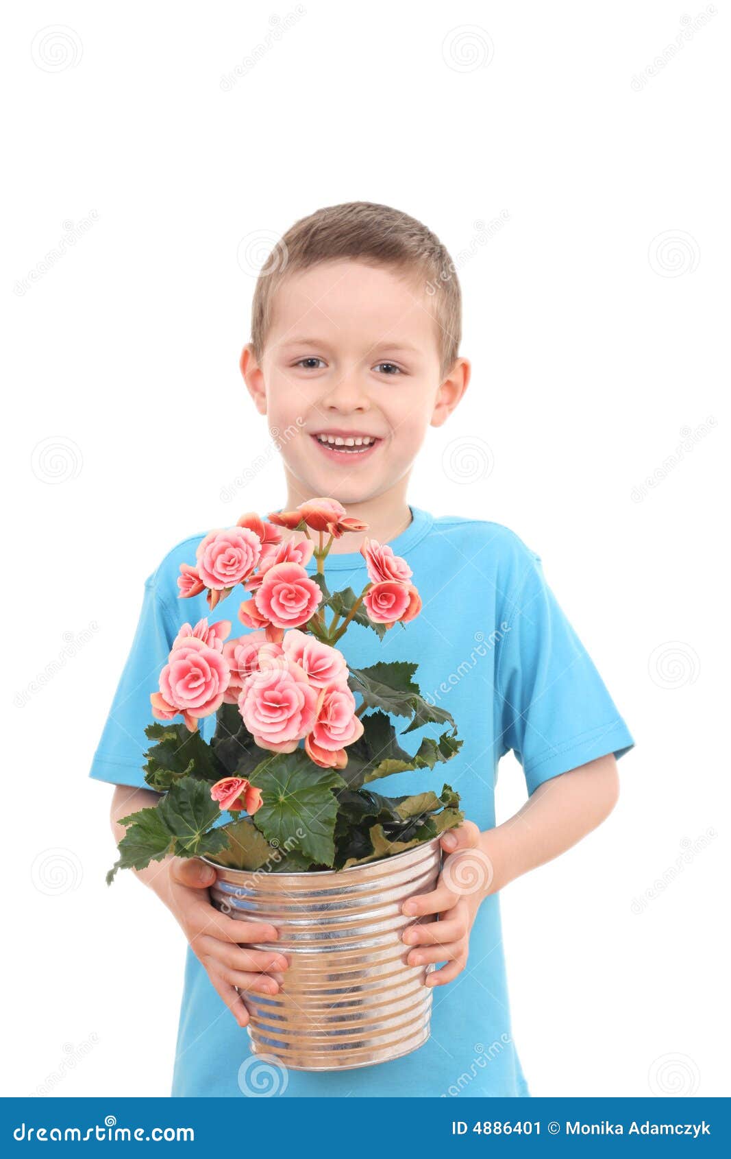 Boy With Potted Flower Stock Image | CartoonDealer.com #4886401