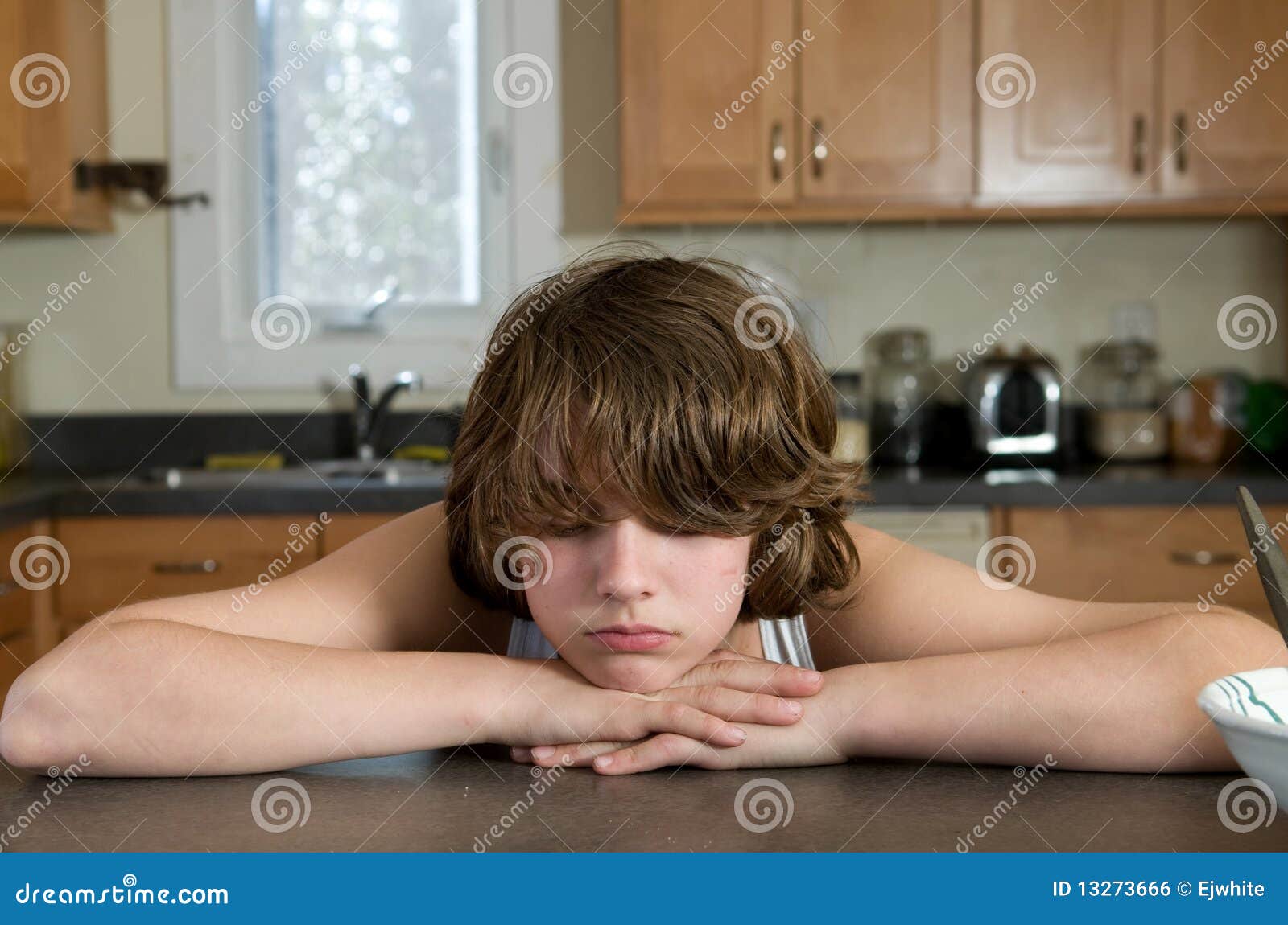Boy pouting stock photo. Image of breakfast, alone, preteen - 13273666