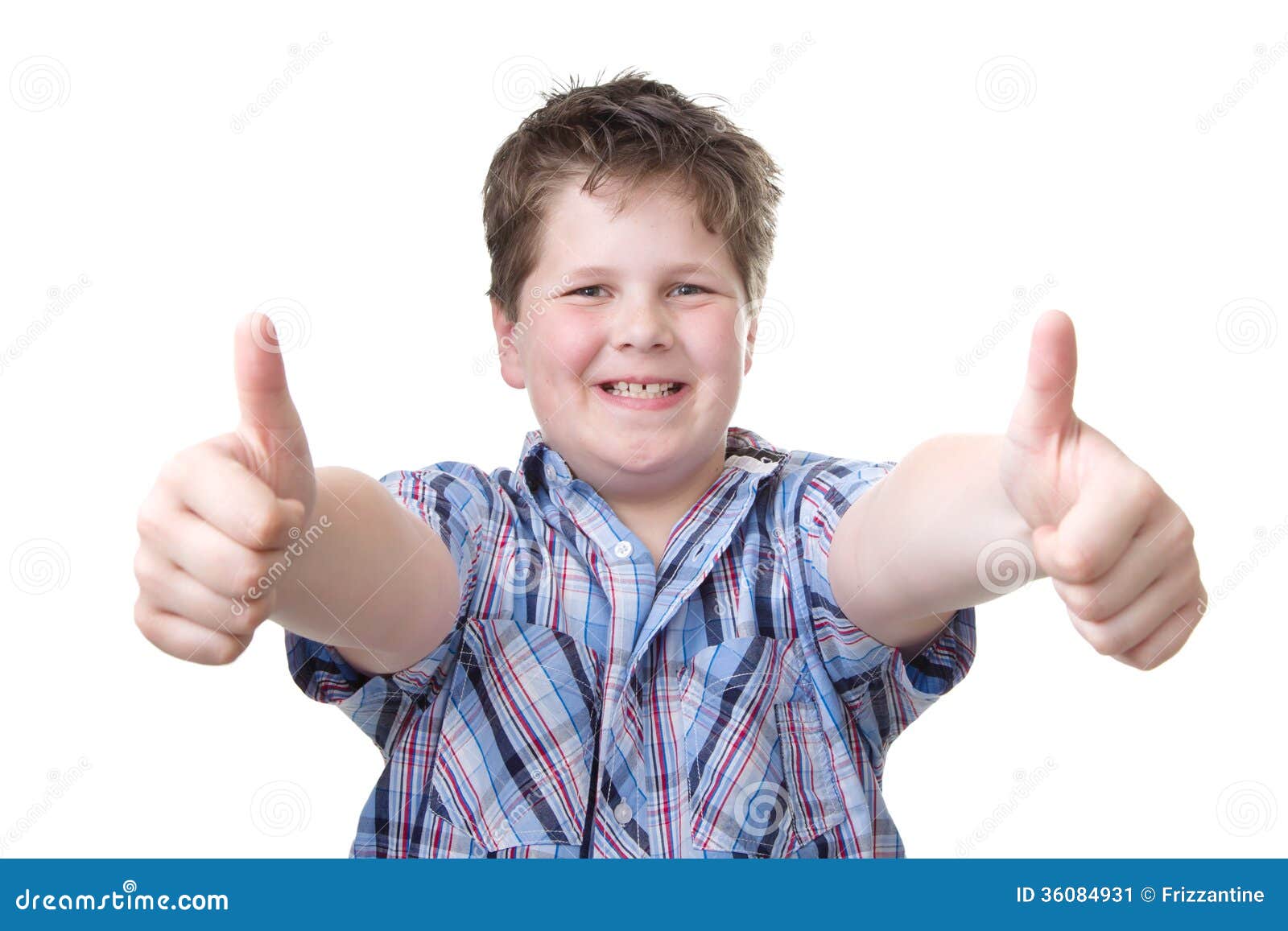 Boy with Power Thumbs Up, Isolated on White Stock Image - Image of ...