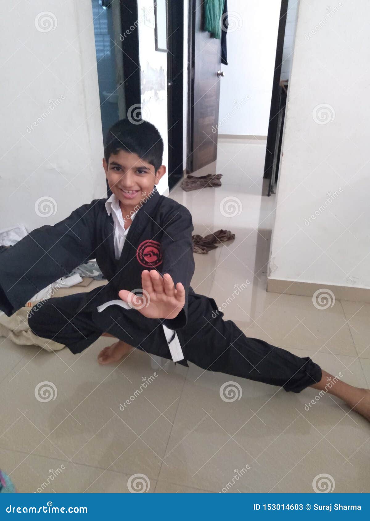 Boy practice karate stock image. Image of practice, practicing - 153014603