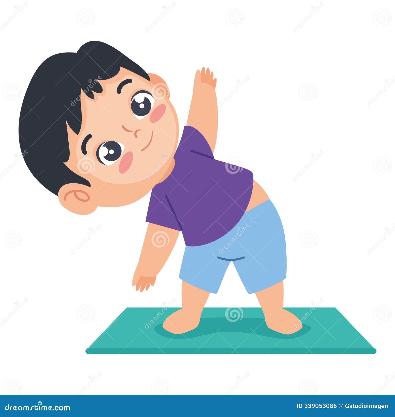 Boy Practicing Stretch Exercise Stock Vector - Illustration of ...