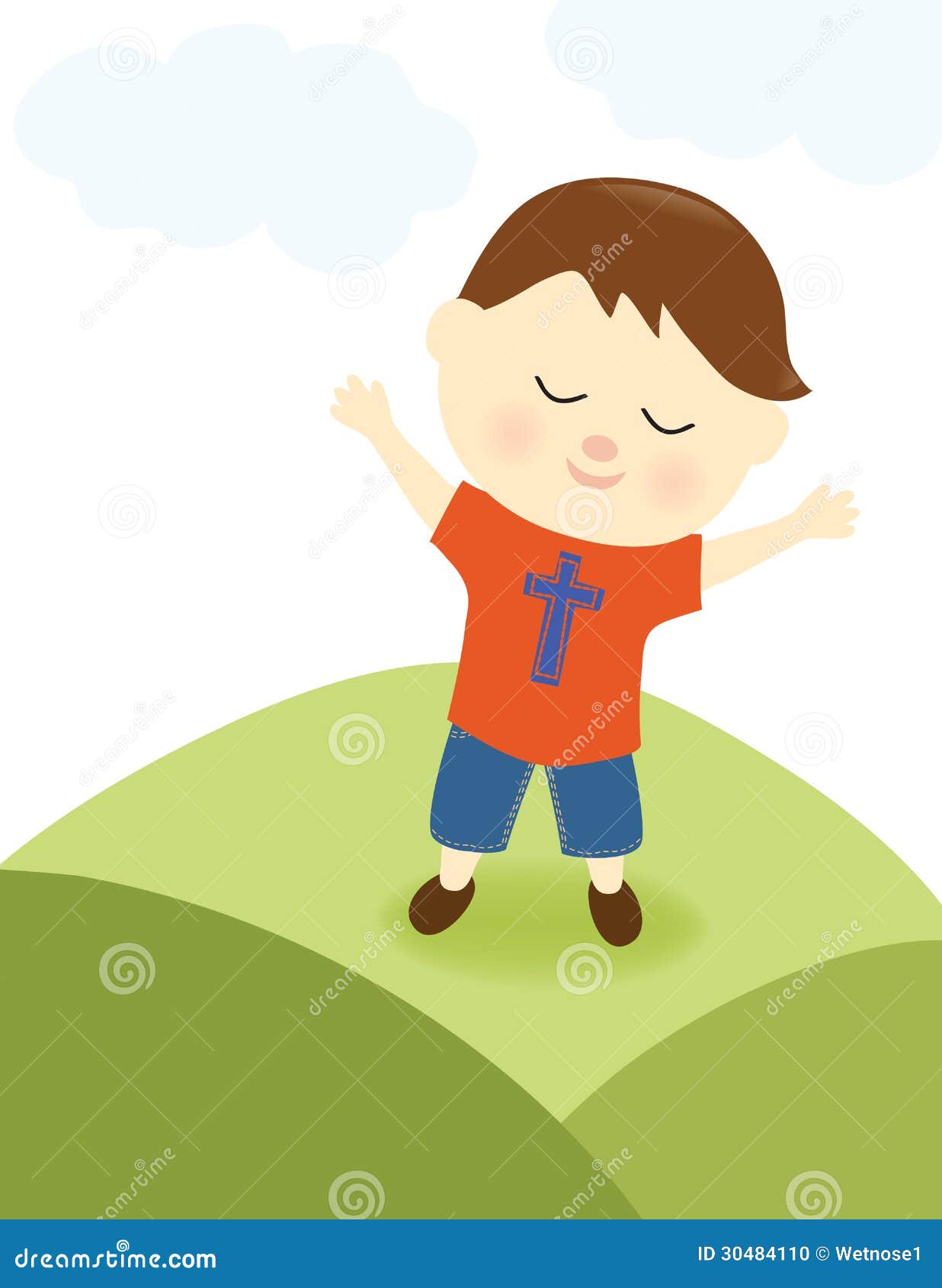 Boy praising the Lord stock vector. Illustration of emotion - 30484110
