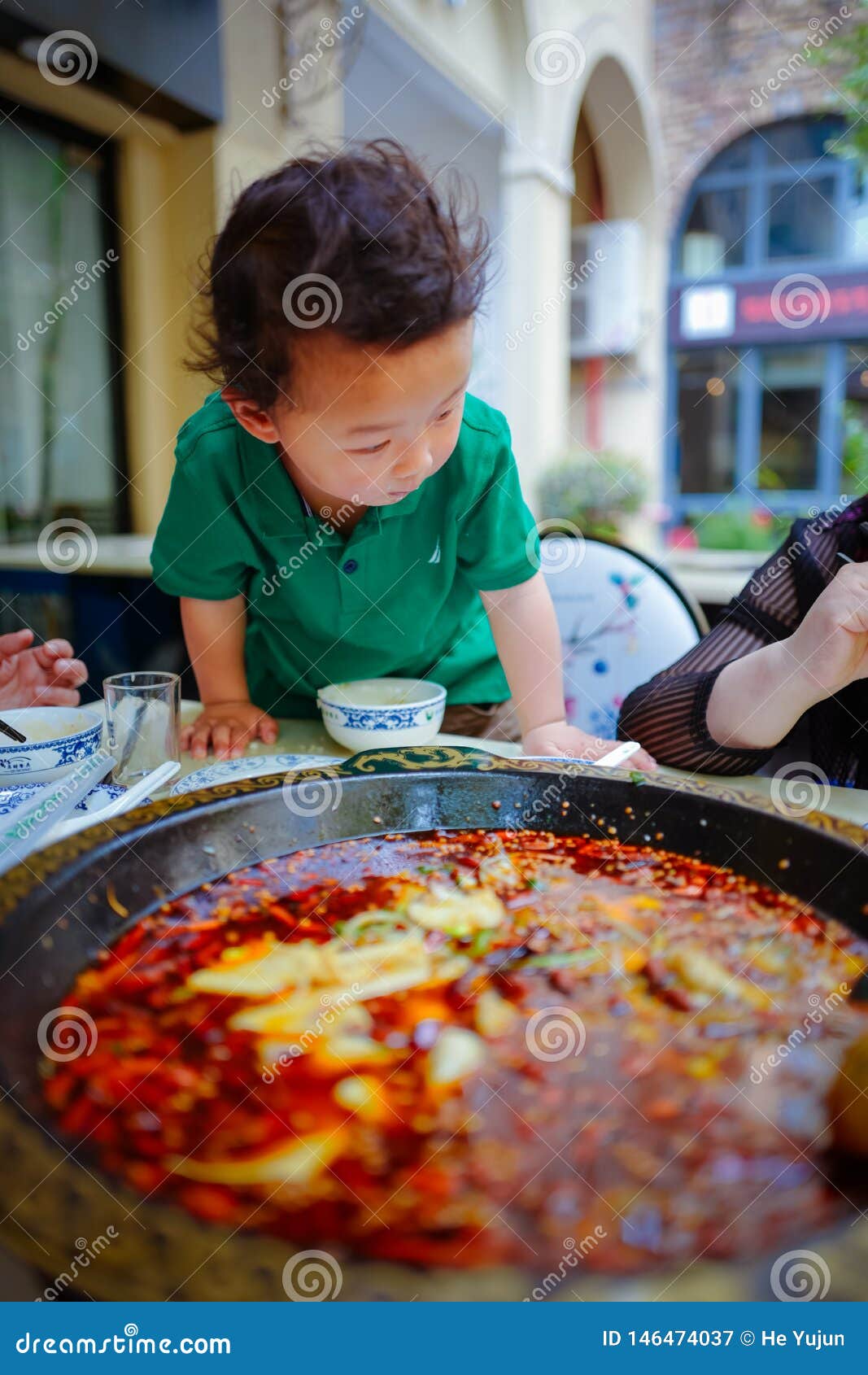 Boy prepare to eat hotpot stock image. Image of lunch - 146474037