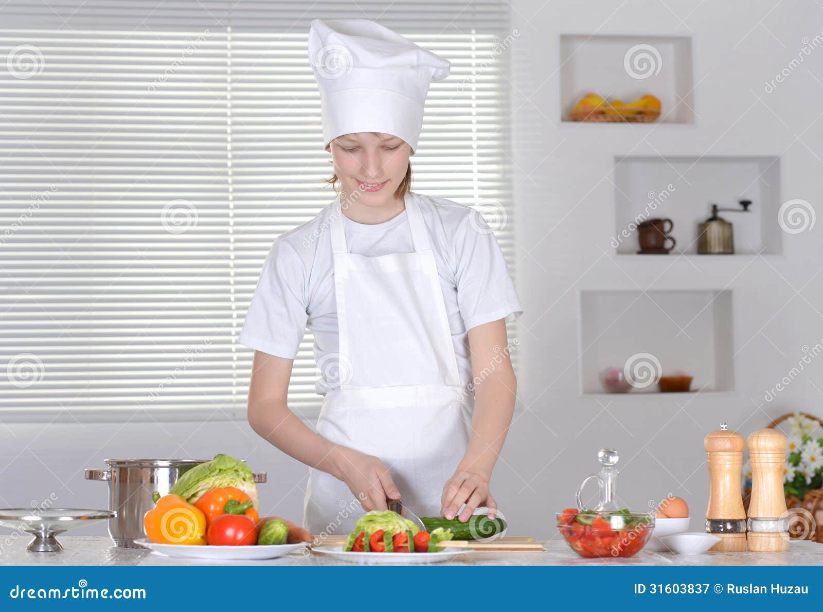 Boy preparing meals stock image. Image of profession - 31603837