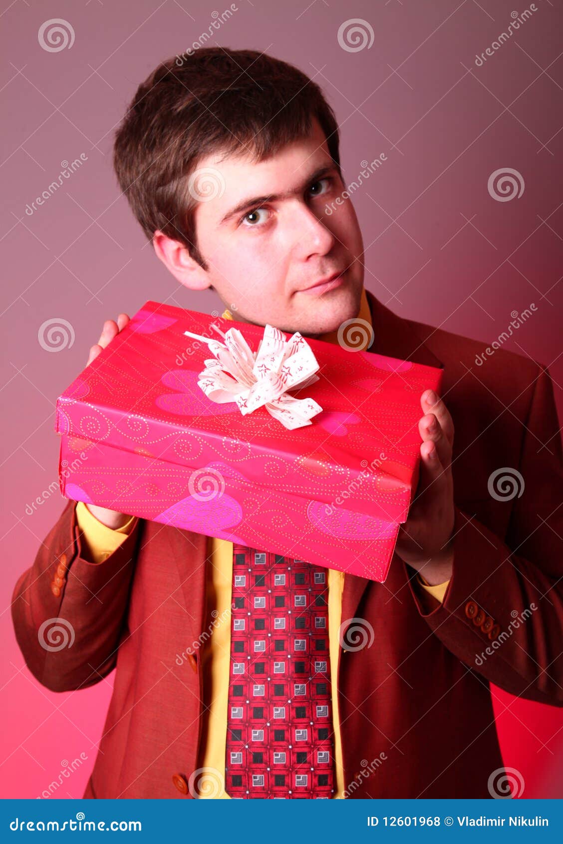 Boy with present box stock photo. Image of coat, valentine - 12601968