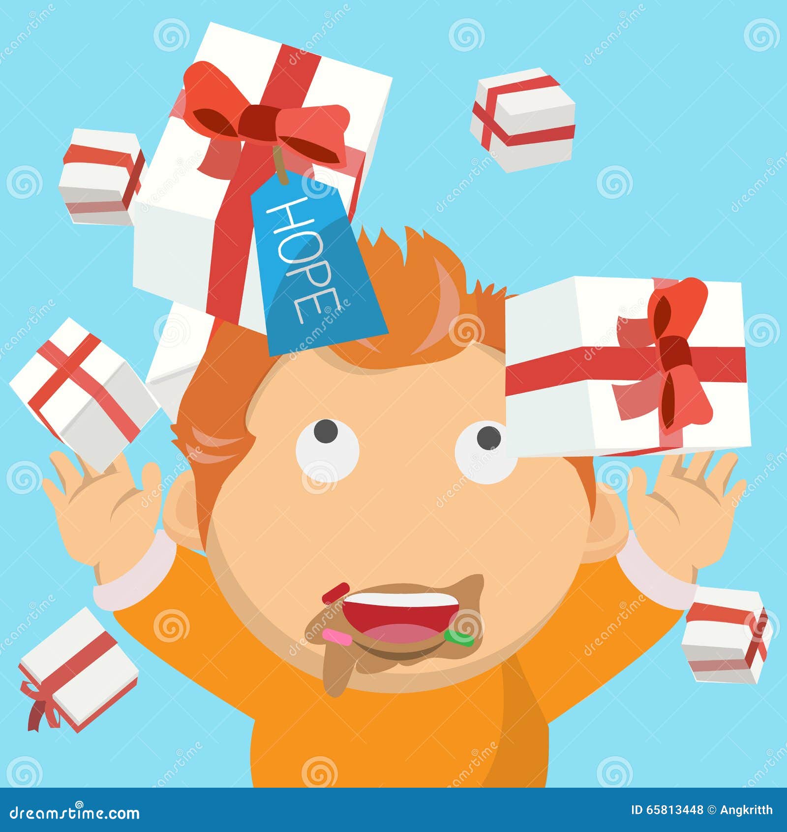 Boy with Present Box of Hope - Stock Illustration - Illustration of ...