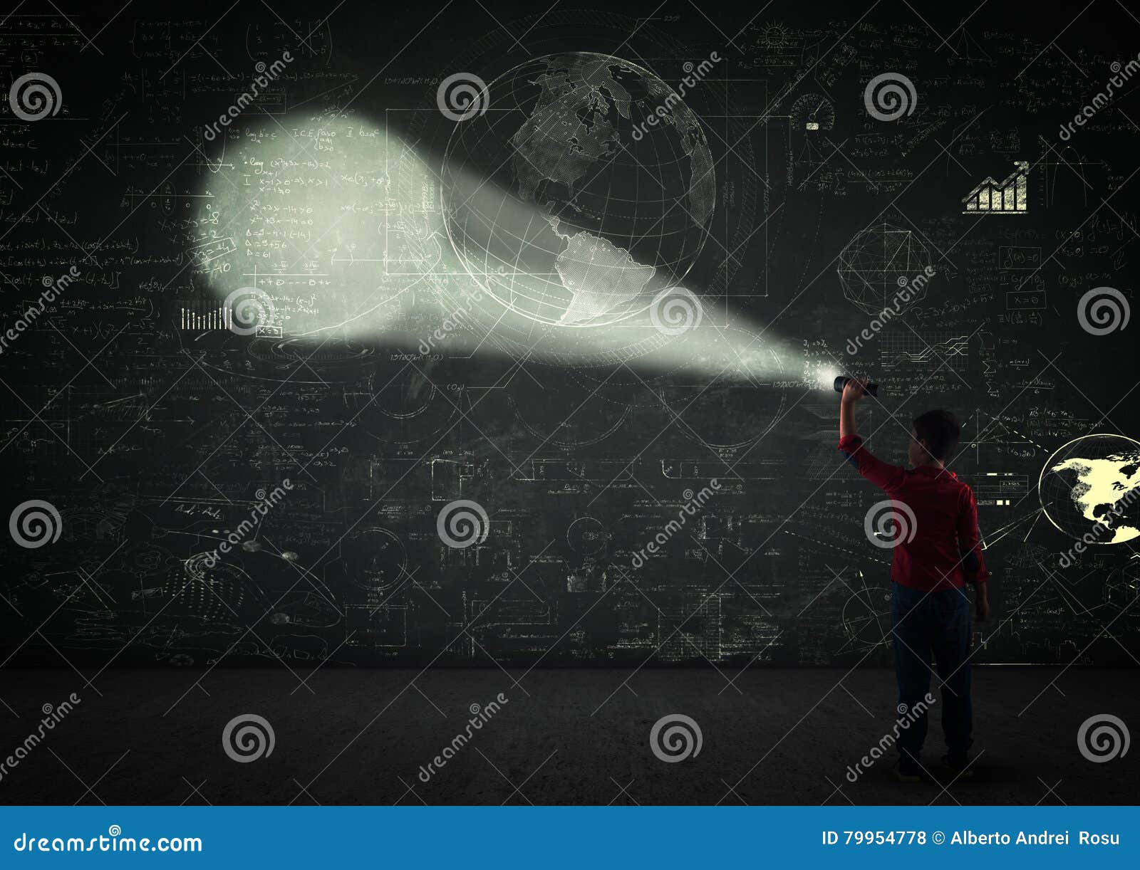 Boy with a projector stock photo. Image of male, algebra - 79954778