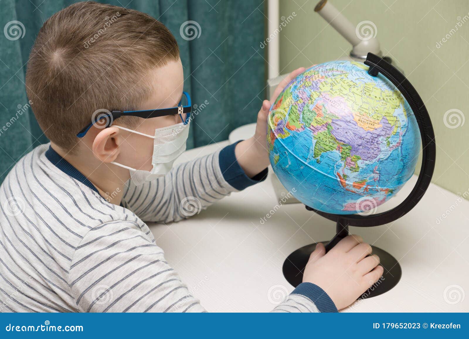 Boy in a protective mask stock image. Image of epidemic - 179652023
