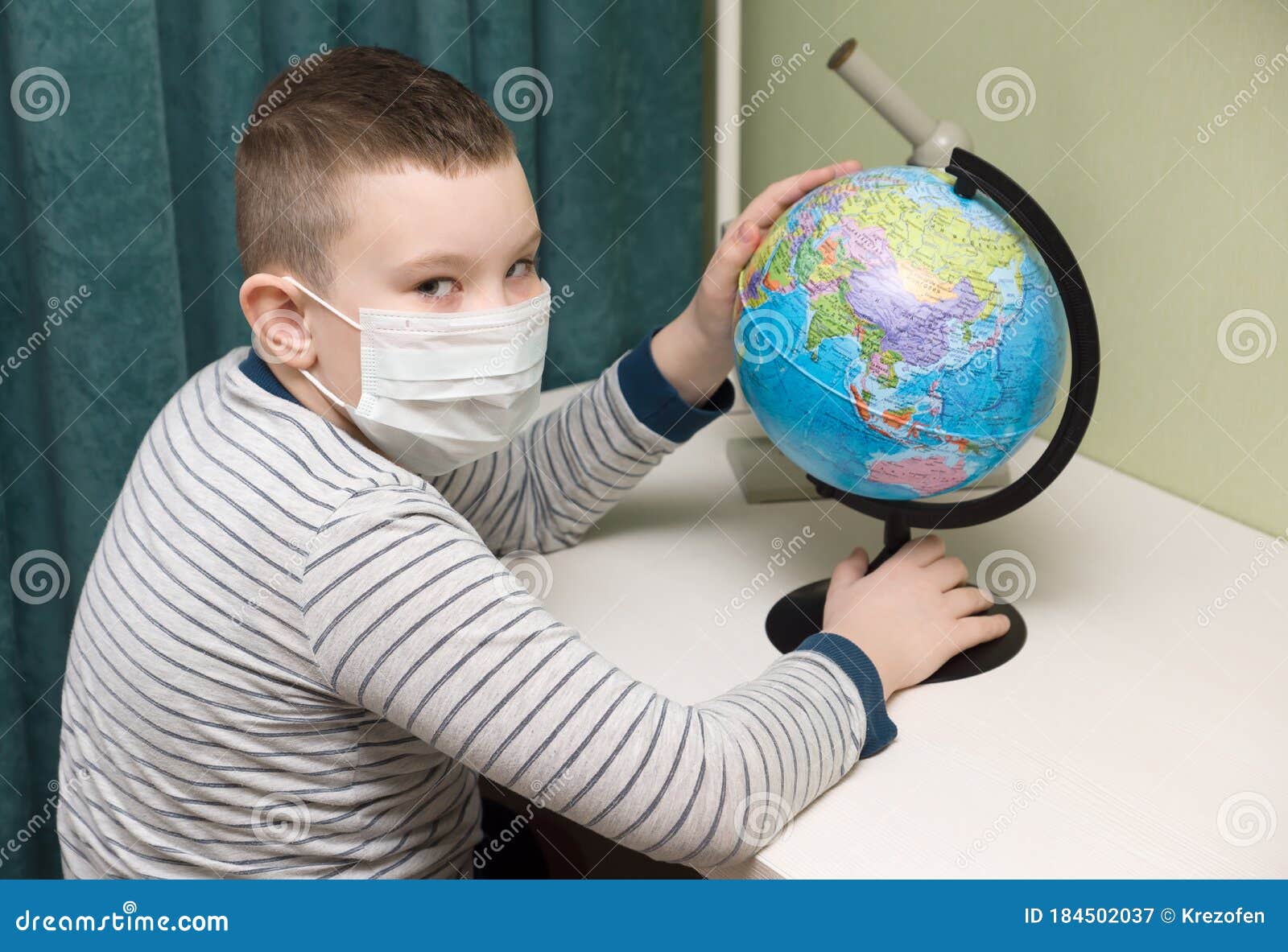 Boy in a protective mask stock image. Image of infection - 184502037