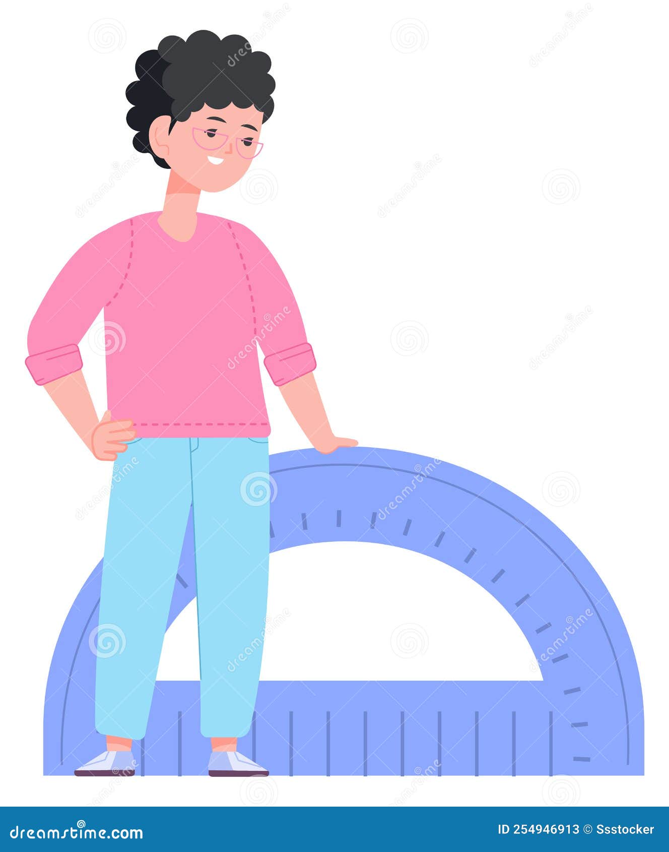 Boy with Protractor. Math Genius Kid. Smart School Child Stock Vector ...