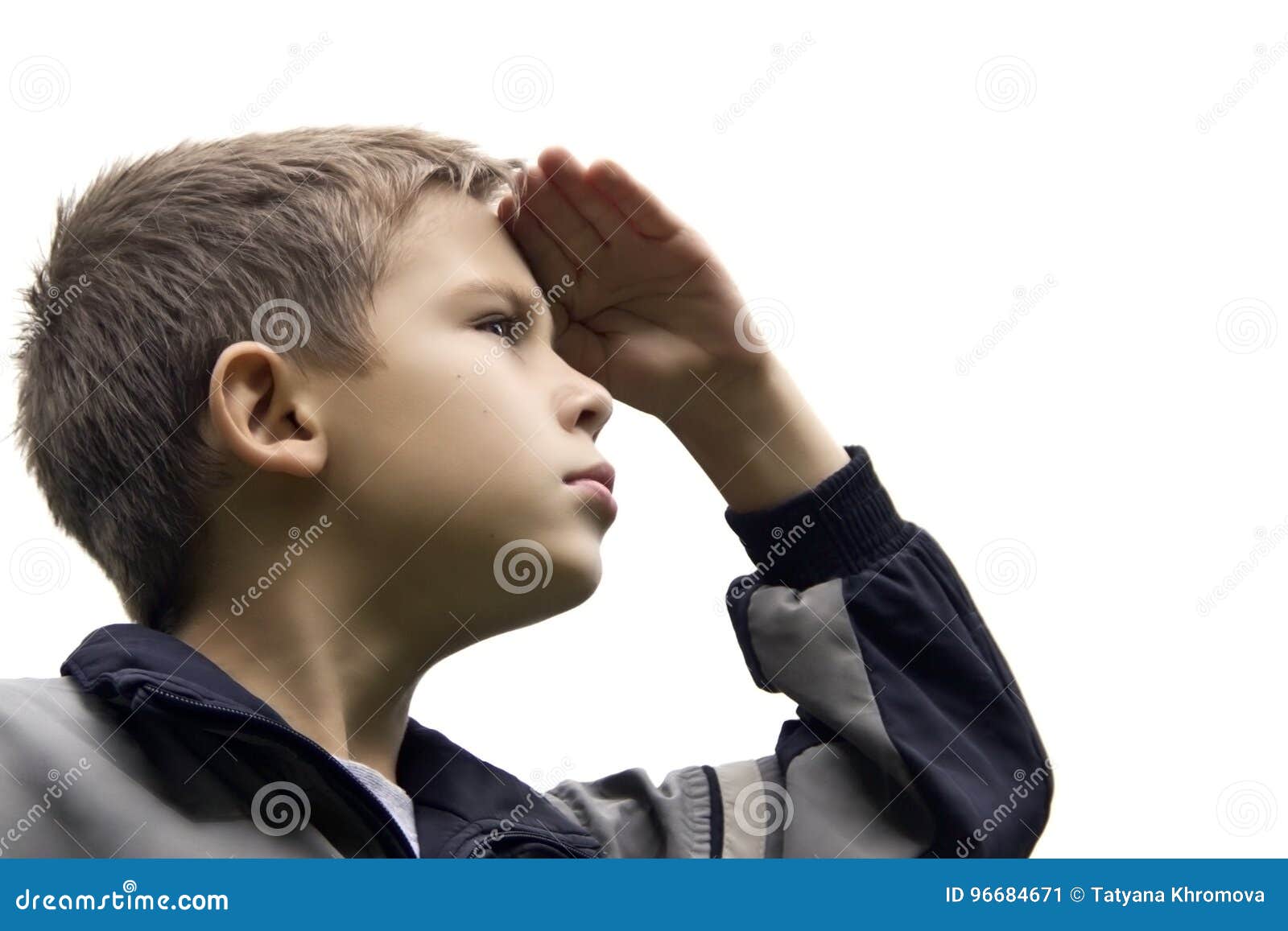 The Boy with a Proud Face Looks into the Distance Stock Image - Image ...