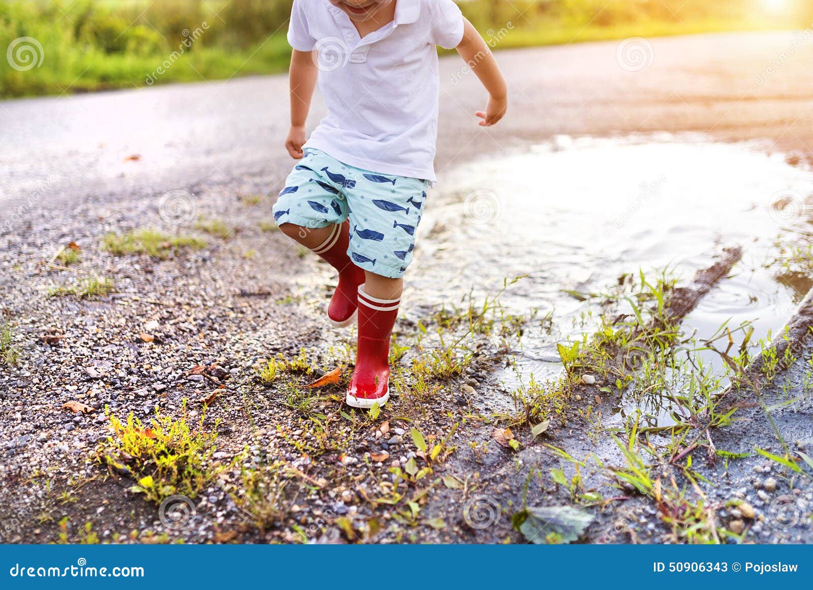 Boy in a puddle stock image. Image of path, nature, spring - 50906343