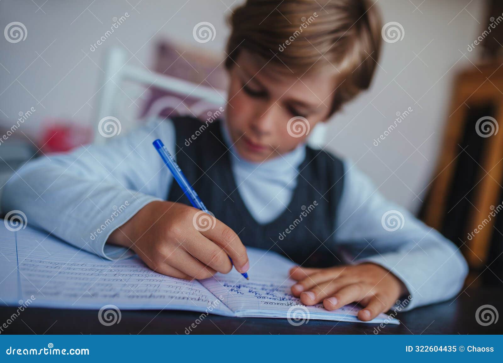 Boy Pupil Doing His Homework Stock Image - Image of copybook, caucasian ...