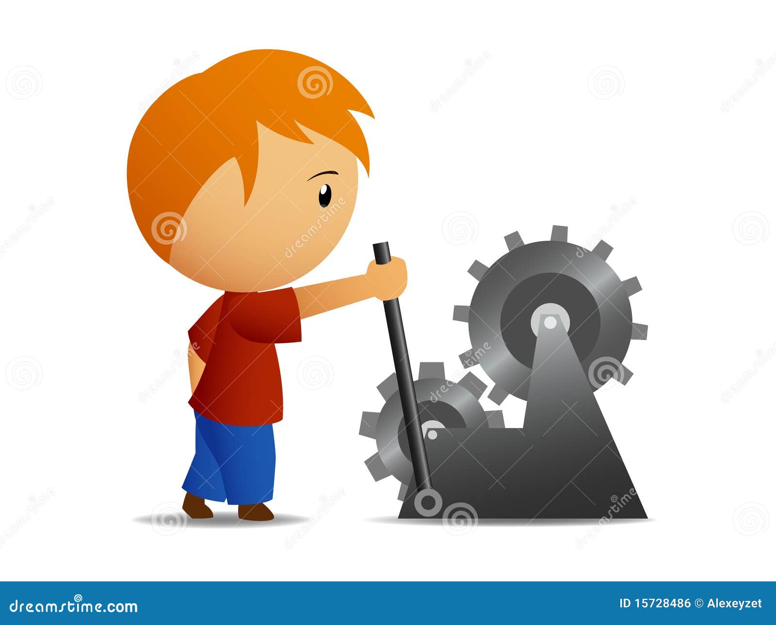 Boy push the lever of gear stock vector. Illustration of working - 15728486