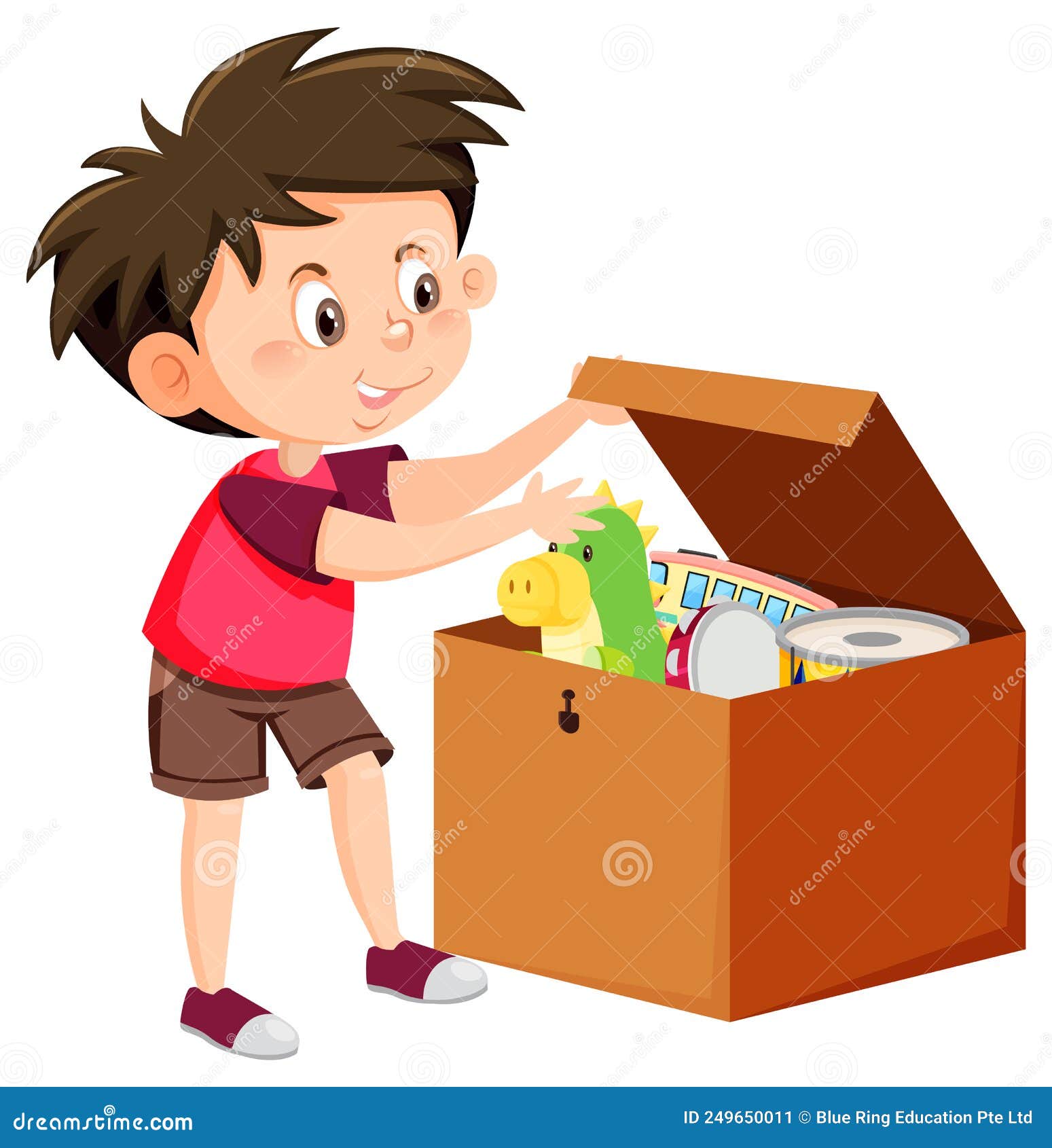 A Boy Putting His Toy into the Box Stock Vector - Illustration of male ...