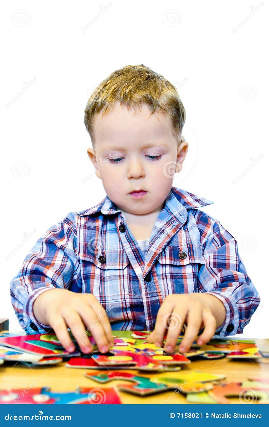 Boy with puzzle stock image. Image of cute, indoors, caucasian - 7158021