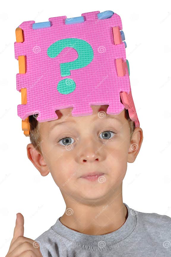 Boy and question mark 2 stock image. Image of finger - 21412359
