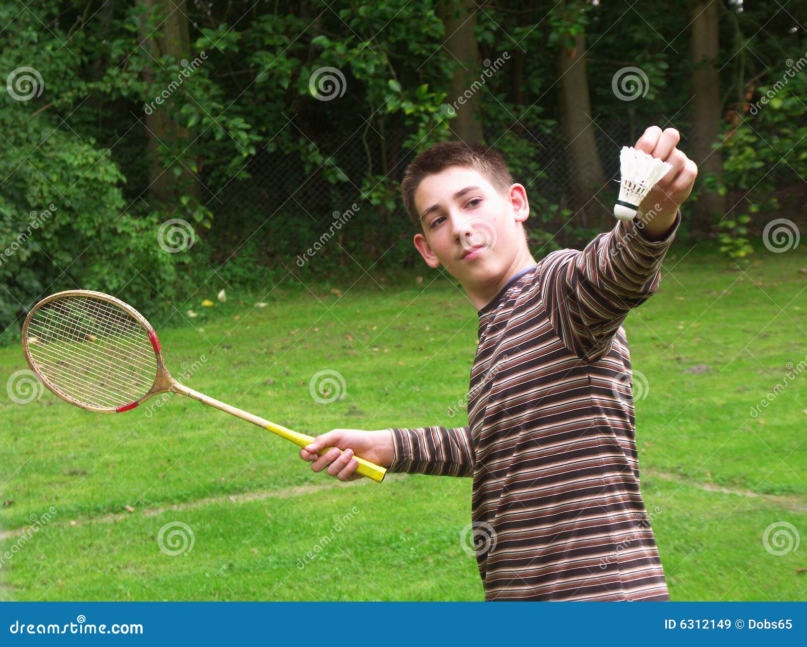 Boy with racket stock image. Image of shuttlecock, racket - 6312149