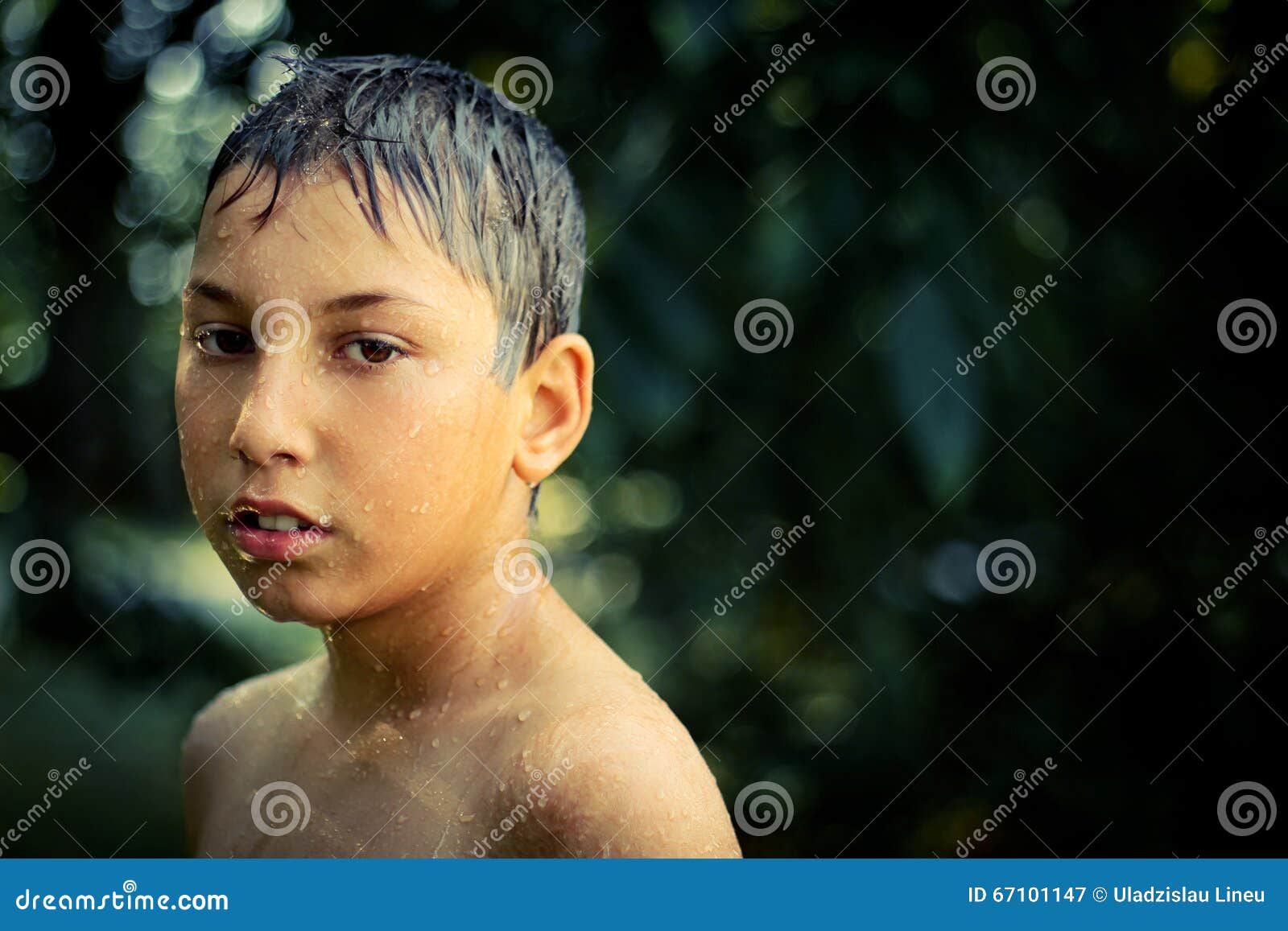 Boy after rain stock image. Image of splash, white, beauty - 67101147