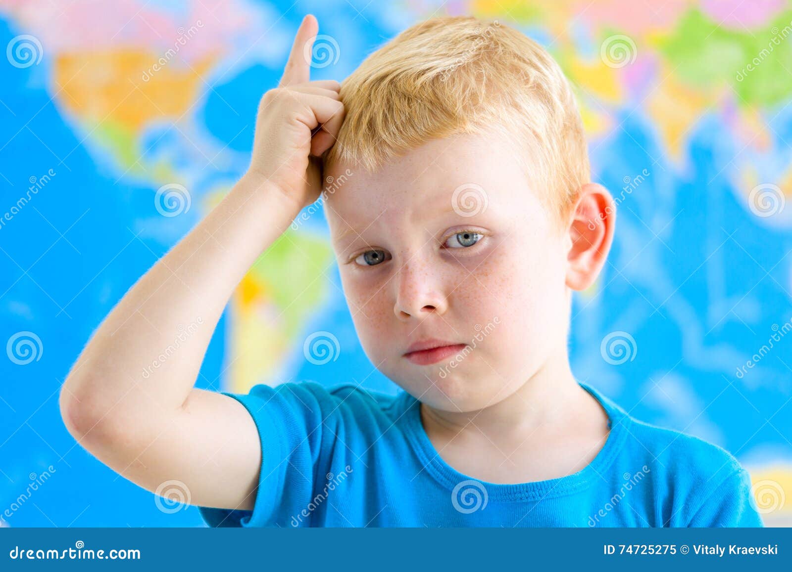 Boy Raise His Hand on Geography Lessons Stock Image - Image of ...