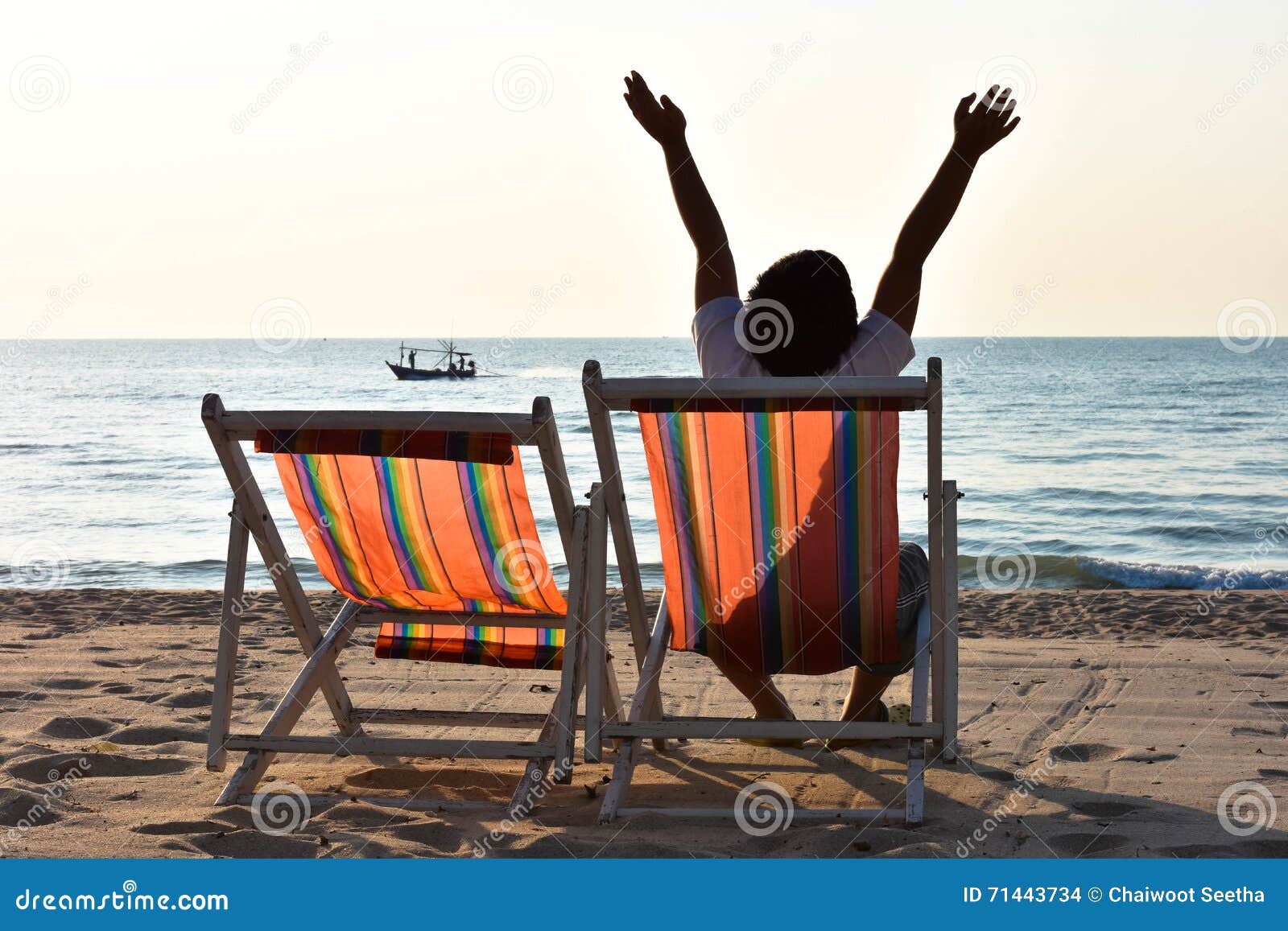 Boy Raise Two Hand on the Beach Stock Photo - Image of thai, resort ...