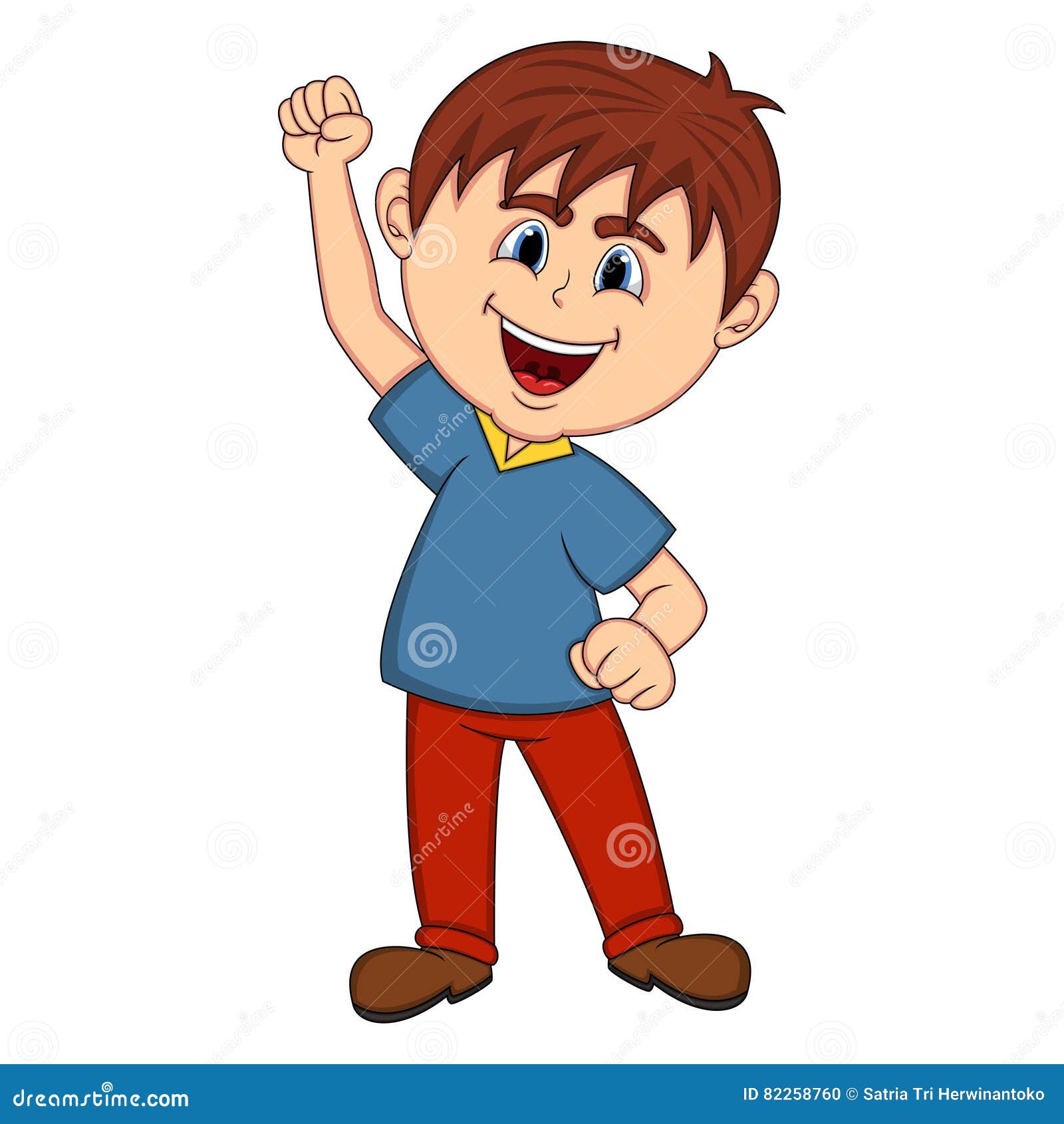 Boy Raised His Hand Cartoon Stock Vector - Illustration of cartoon ...