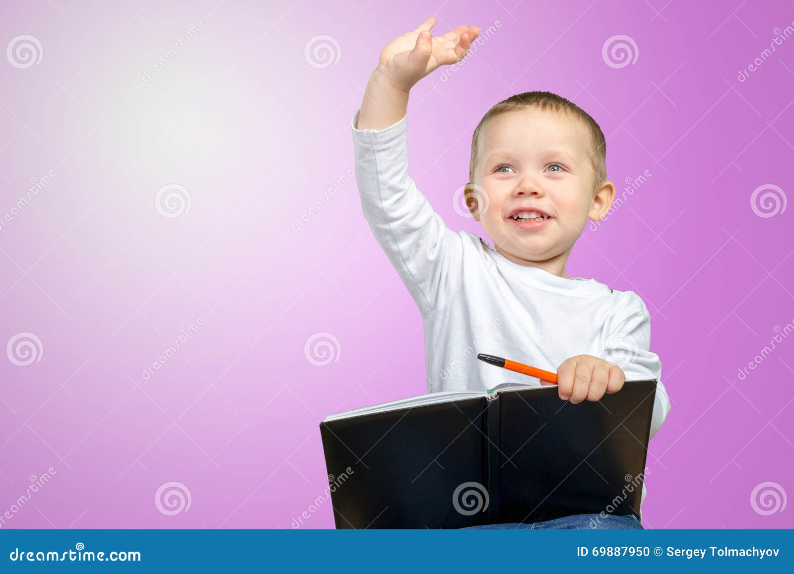 Boy raised his hand up stock photo. Image of person, childhood - 69887950