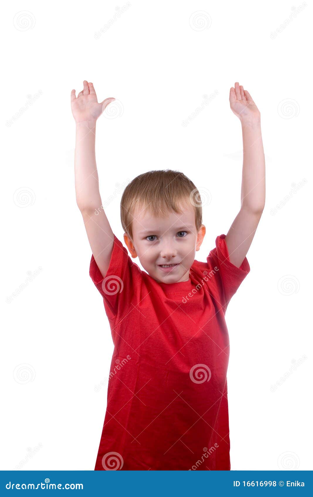 Boy raised his hands stock photo. Image of beautiful - 16616998