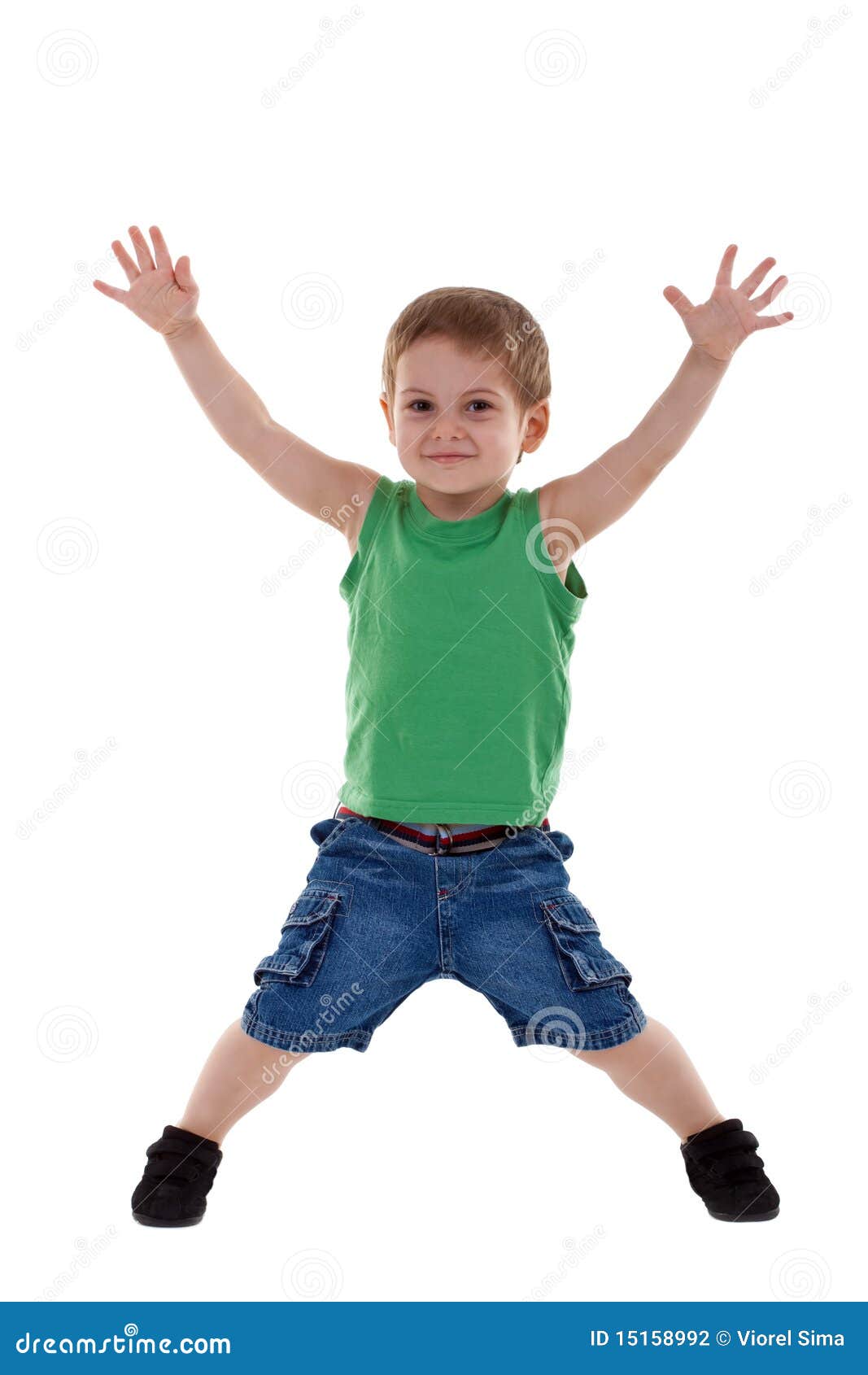 Boy raising his arms stock photo. Image of praise, happy - 15158992
