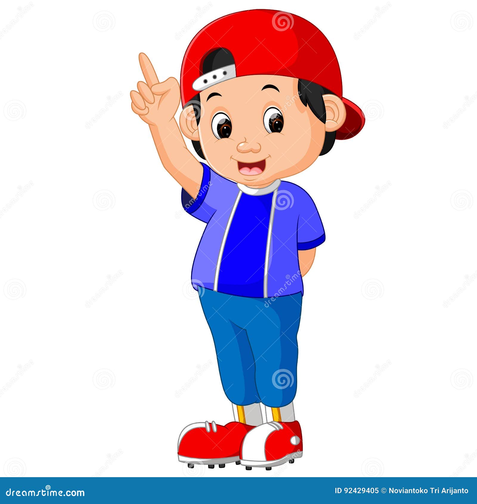 Boy raising point finger stock vector. Illustration of cutout - 92429405
