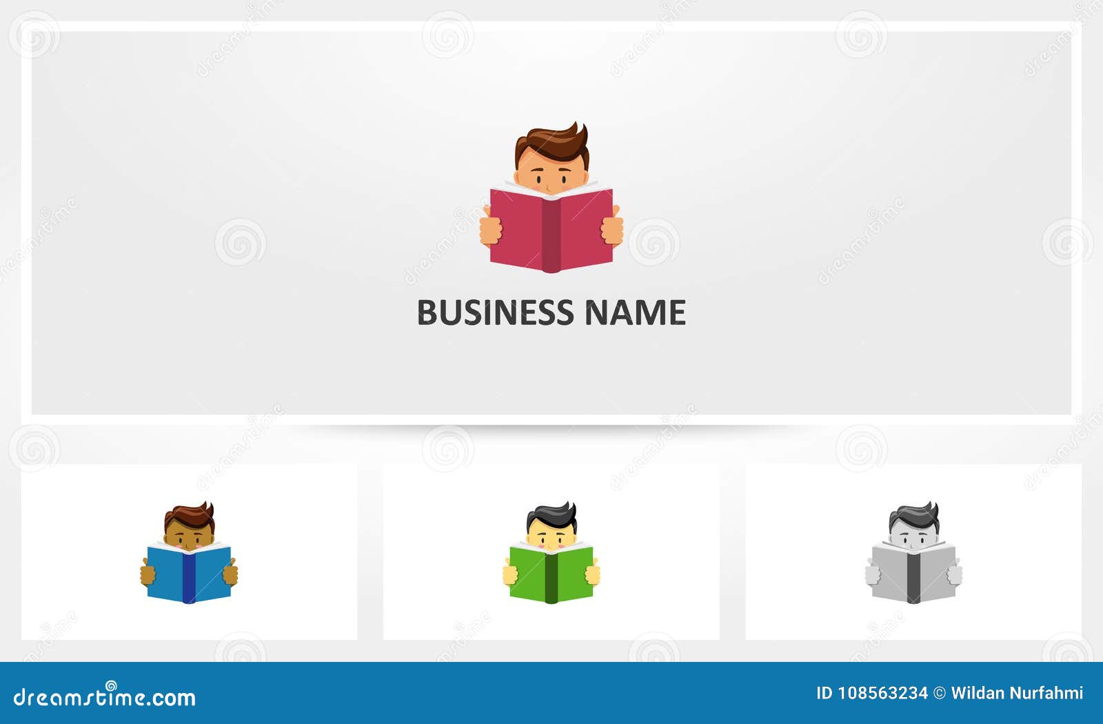 Boy Read Book Logo stock vector. Illustration of care - 108563234