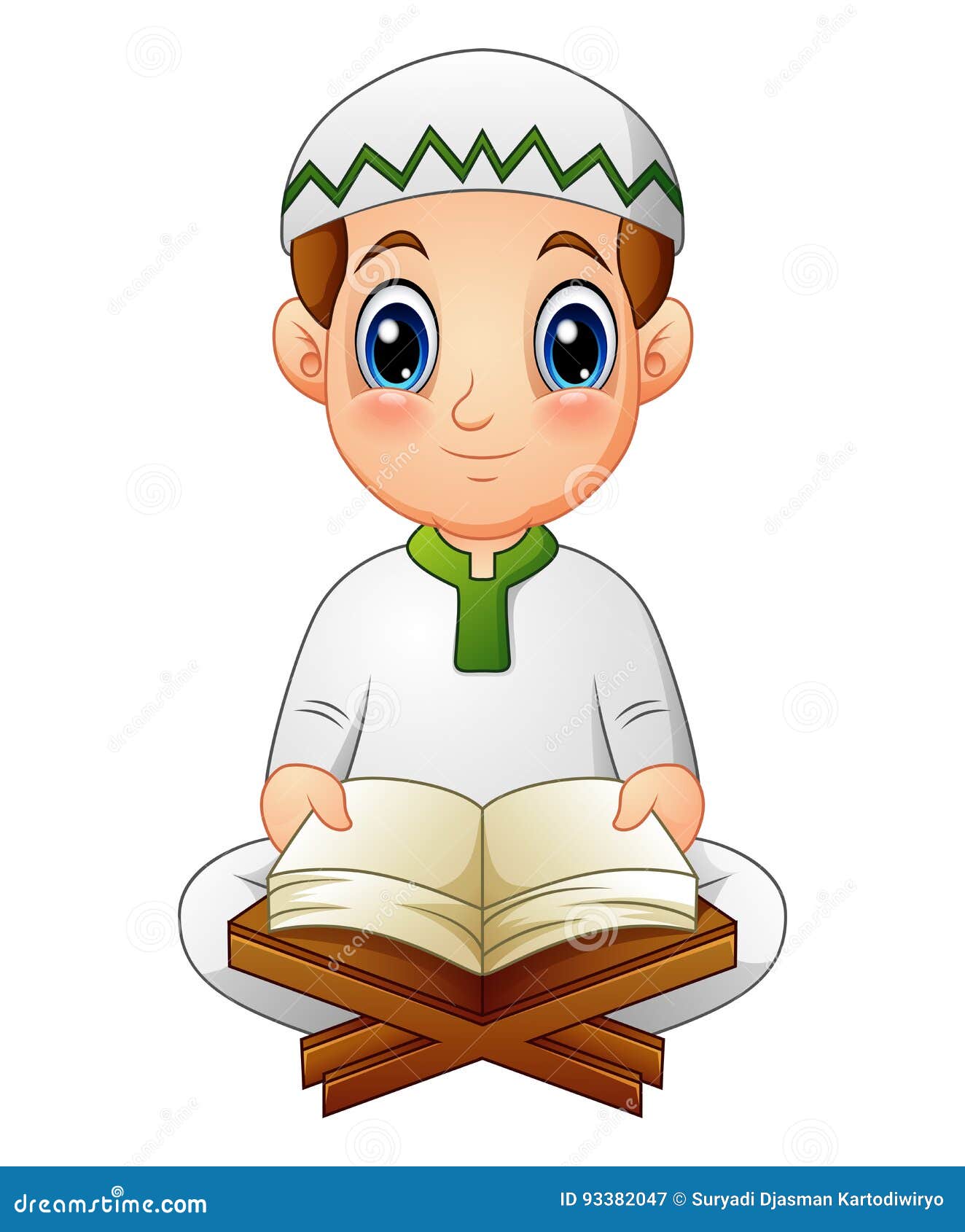 Boy Read Quran the Holy Book of Islam Stock Vector - Illustration of ...