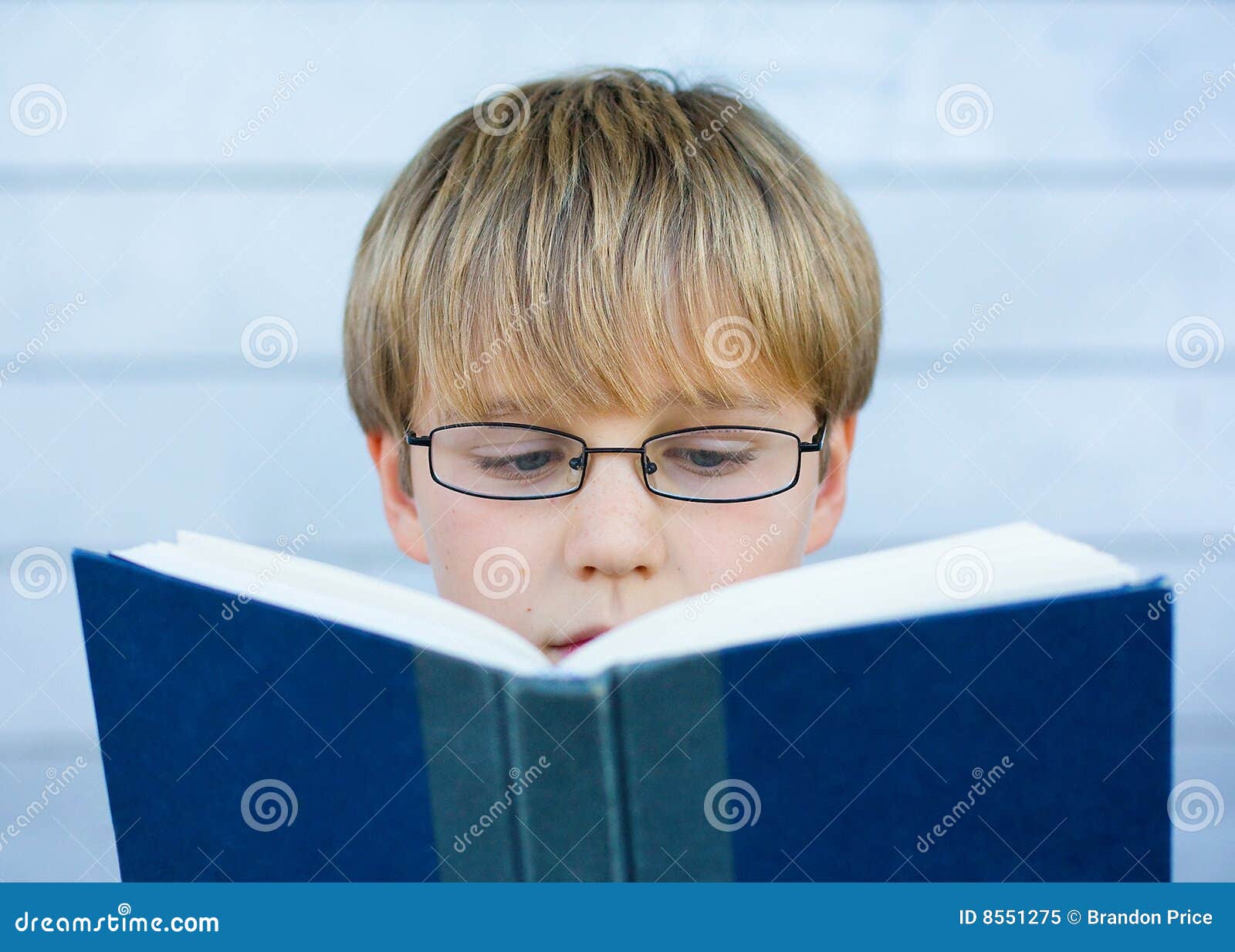 Boy reading blue book stock image. Image of engrossed - 8551275