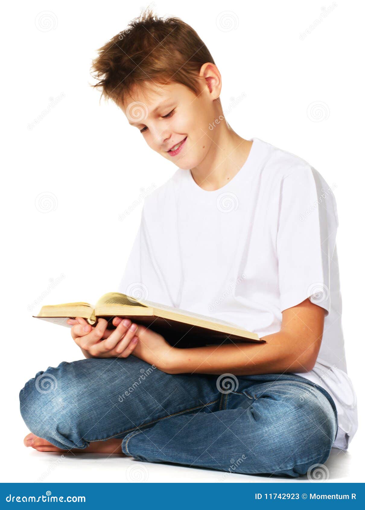 Boy reading the book stock image. Image of joyful, looking - 11742923