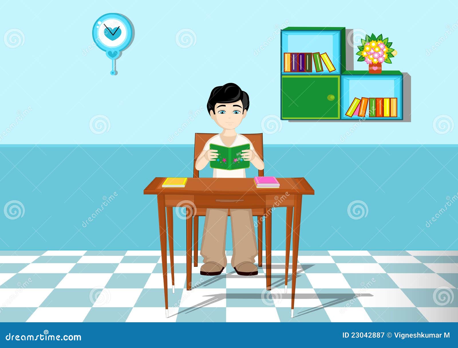 Young Boy Studying at Home Desk in a Calm and Organized Study Room ...
