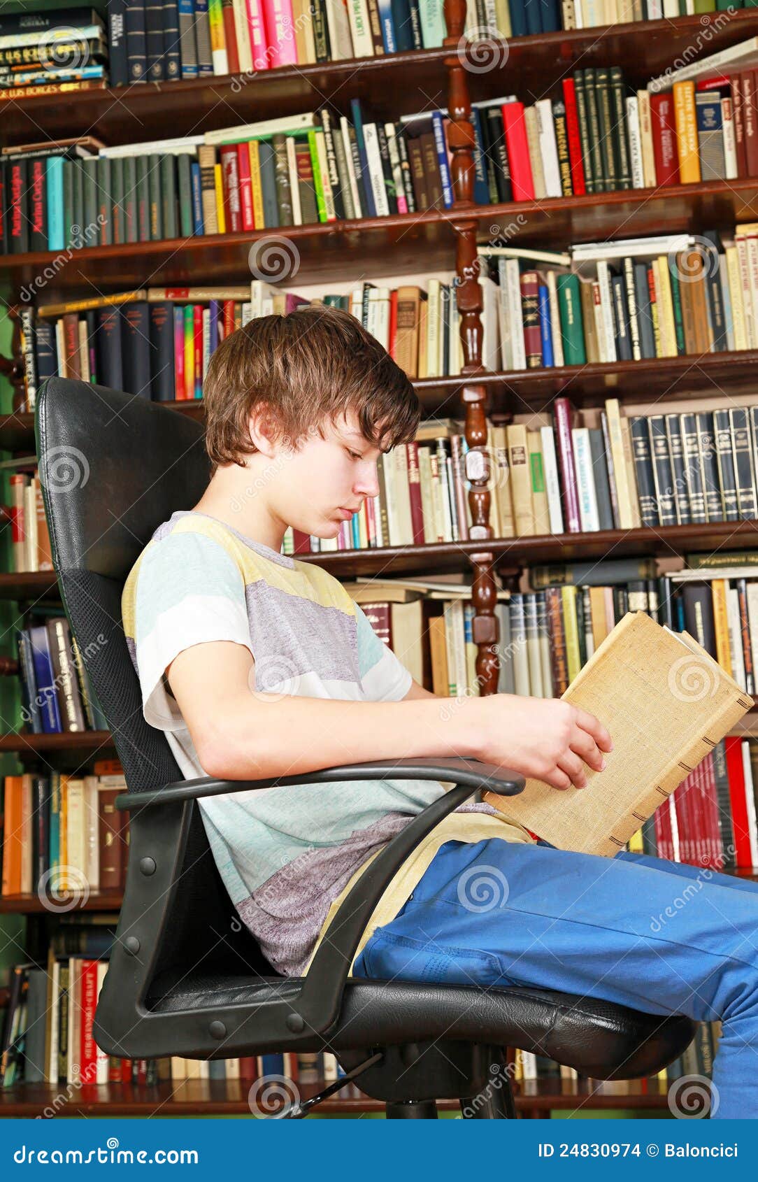 Boy reading book stock photo. Image of learn, hansome - 24830974