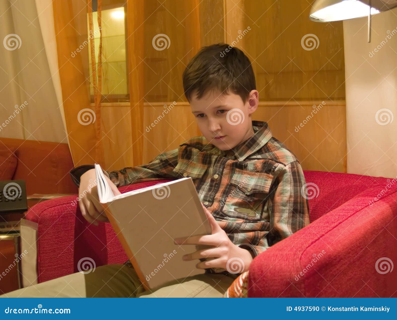 Boy reading a book stock photo. Image of room, handsome - 4937590