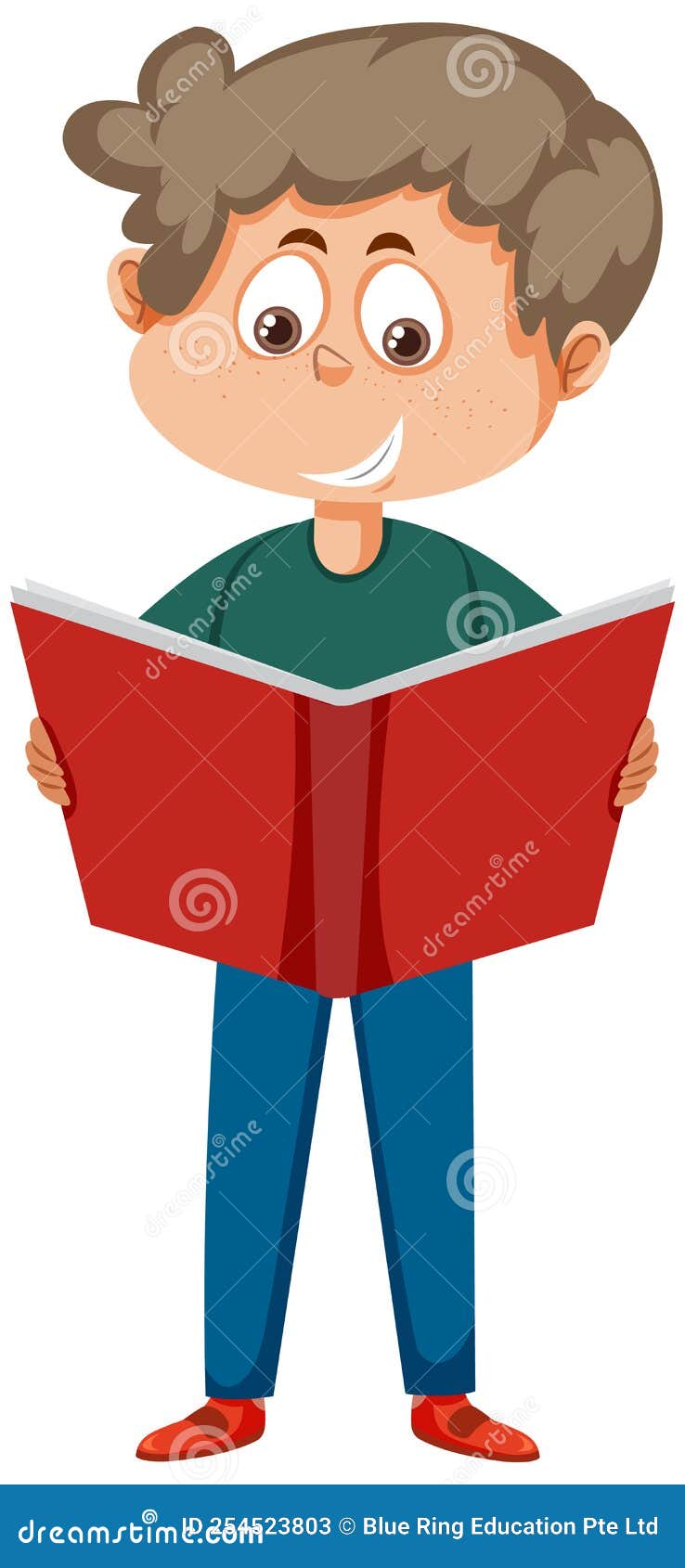 A Boy Reading a Book Cartoon Stock Vector - Illustration of character ...