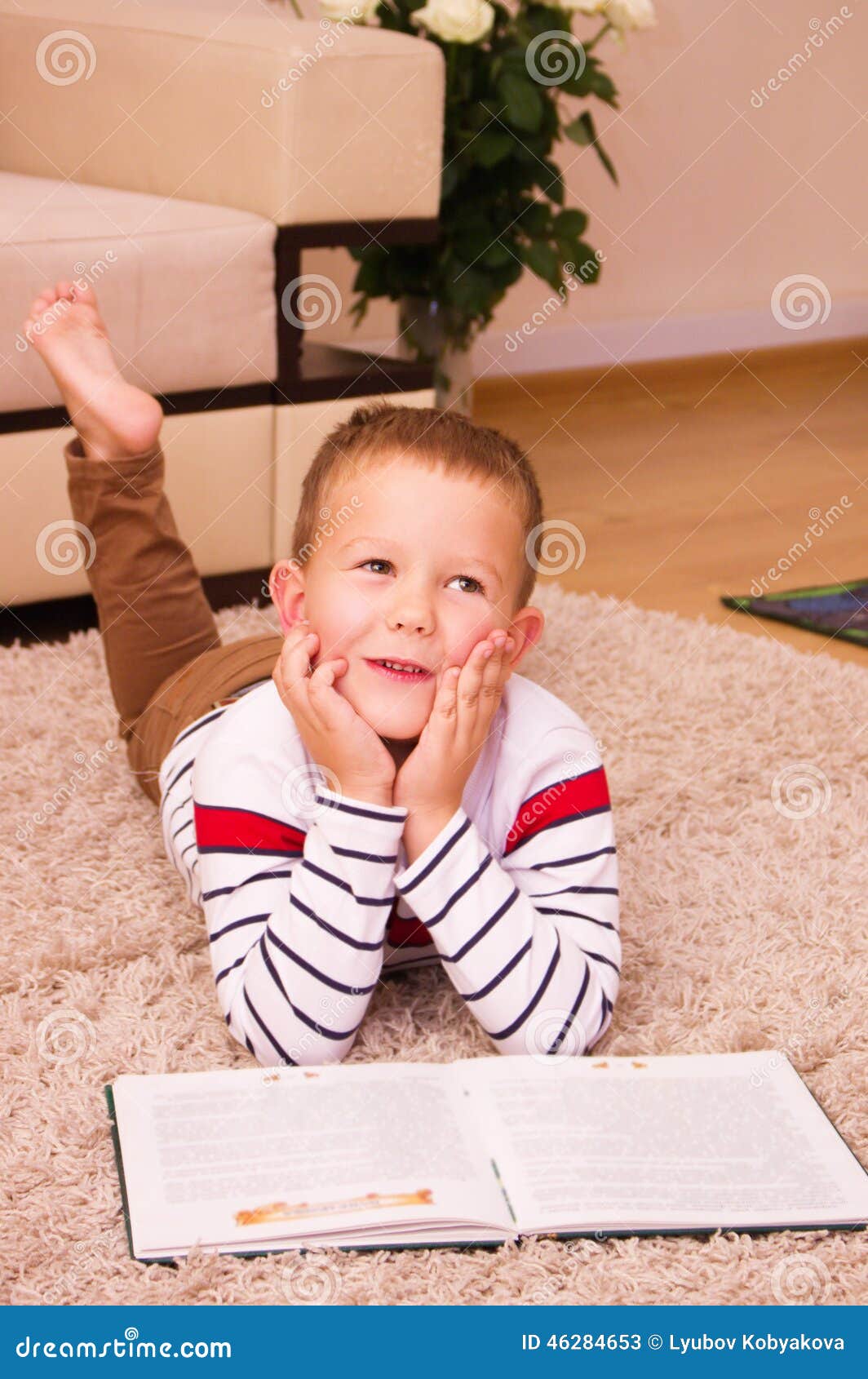 Boy is reading a book stock image. Image of smiling, portrait - 46284653
