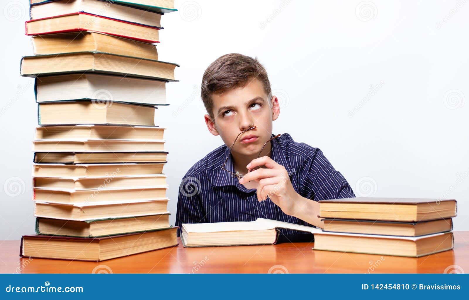 Boy Reading Book, Education Concept and School, Knowledge Stock Photo ...