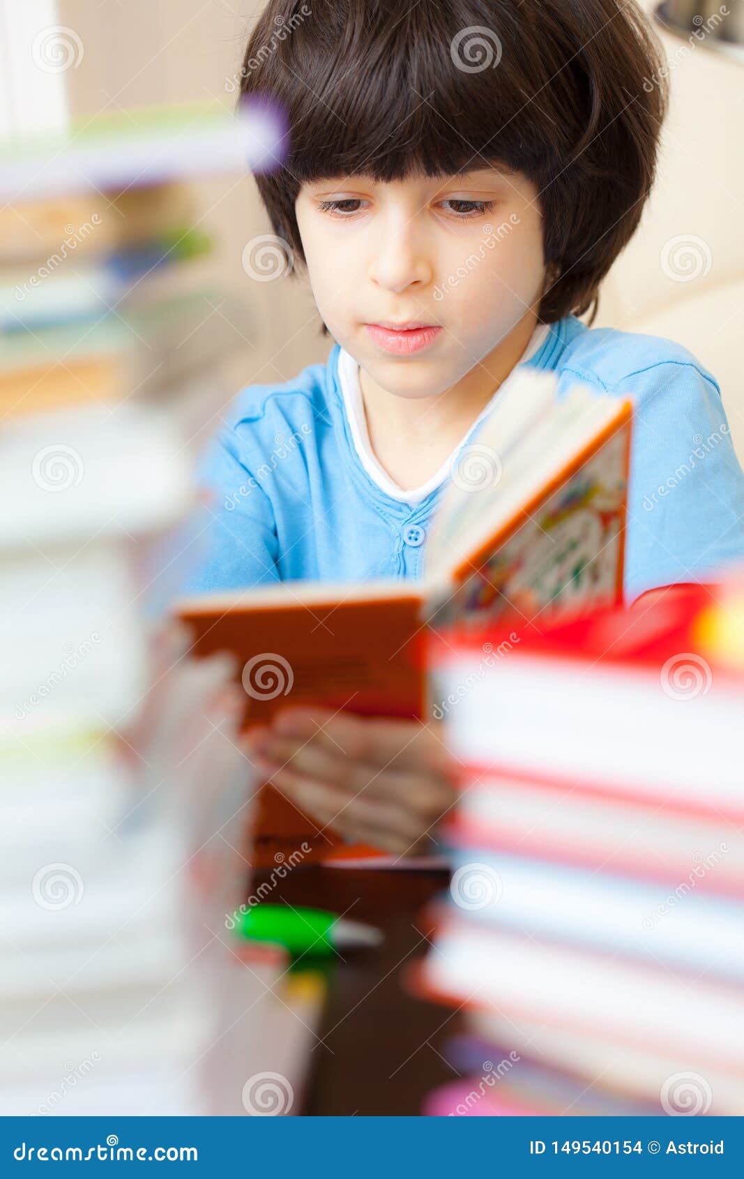 Boy Reading a Book. Close Up Stock Photo - Image of person, learning ...