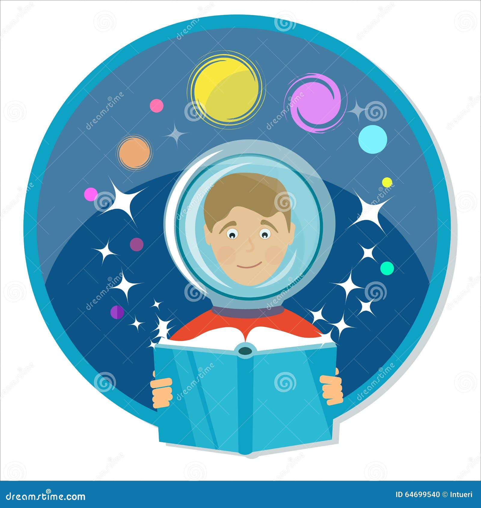 Boy Reading a Book. Science Fiction, Sci-fi Stock Vector - Illustration ...