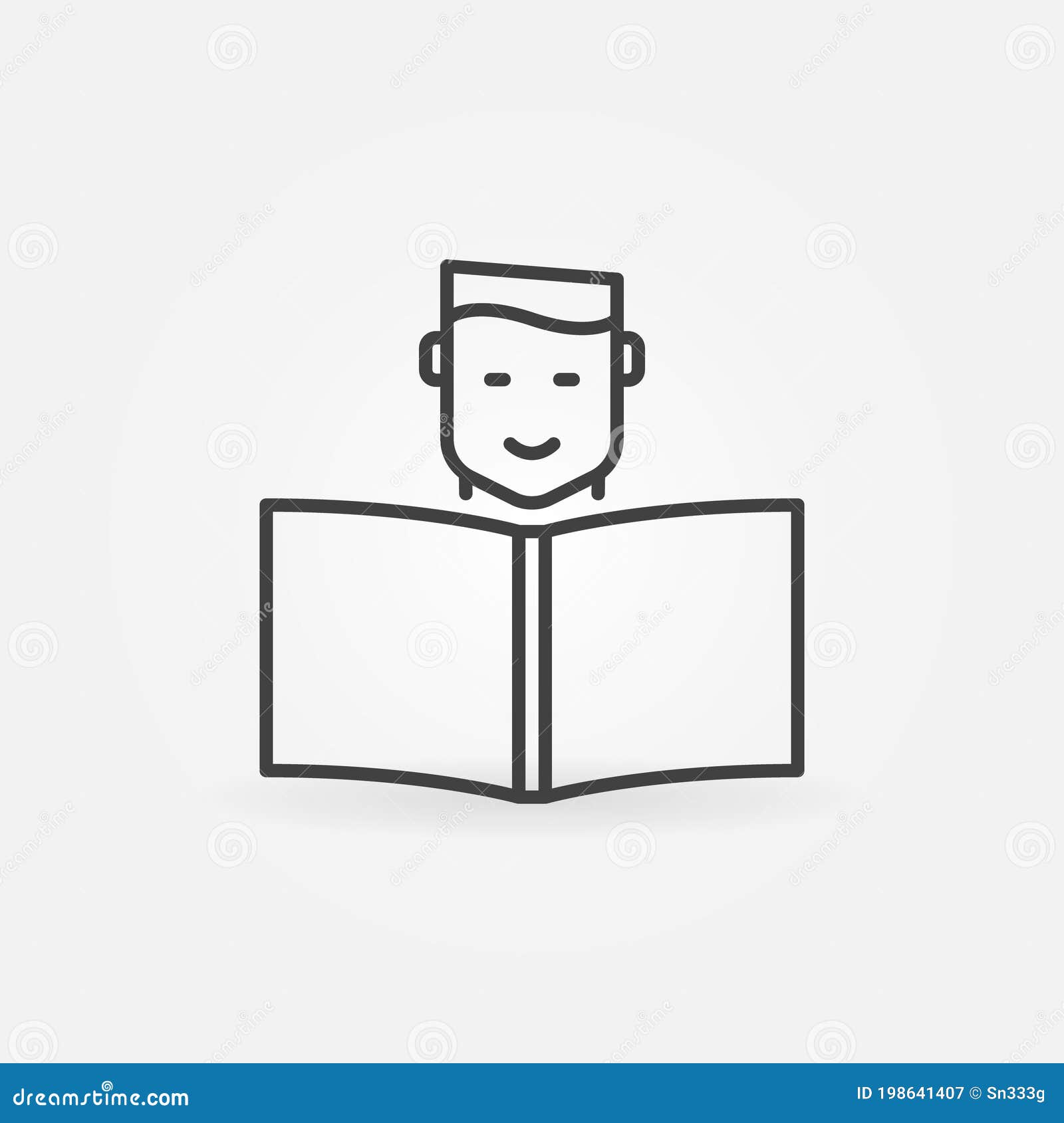 Boy Reading a Book Vector Concept Icon in Thin Line Style Stock Vector ...