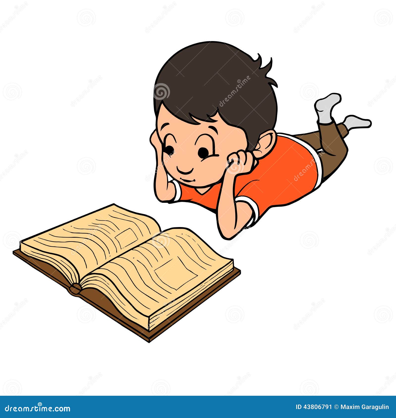 Boy Reading a Book. Vector Illustration Stock Vector - Illustration of ...