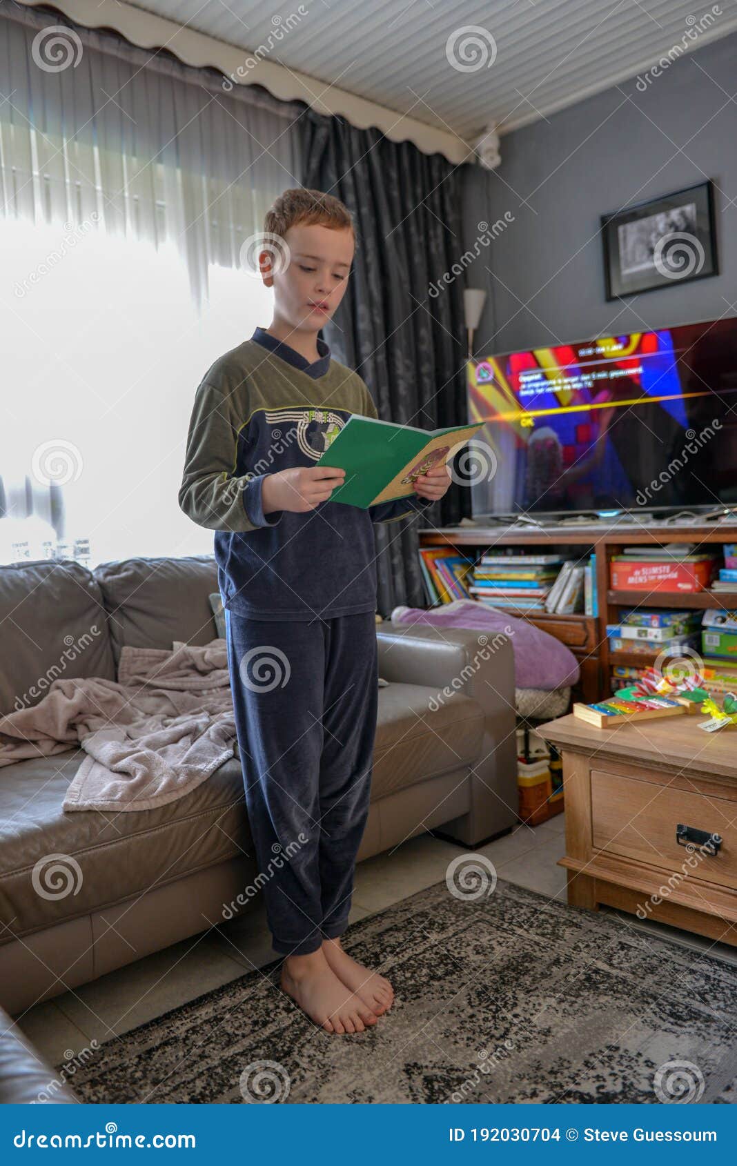 Boy Reading His New Year Letter Stock Photo - Image of people, letter ...