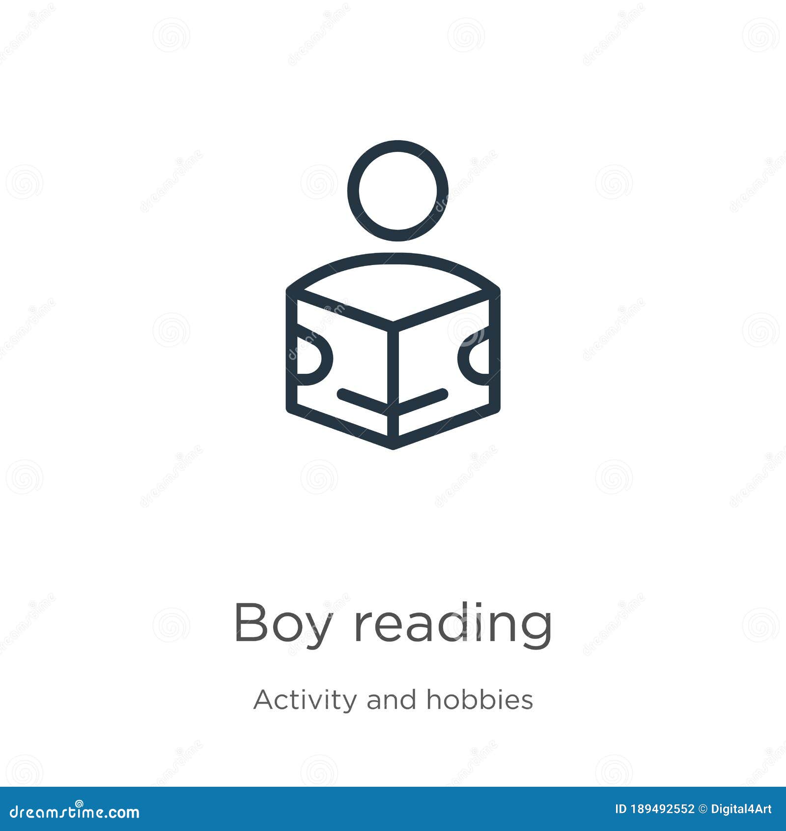 Boy Reading Icon. Thin Linear Boy Reading Outline Icon Isolated on ...